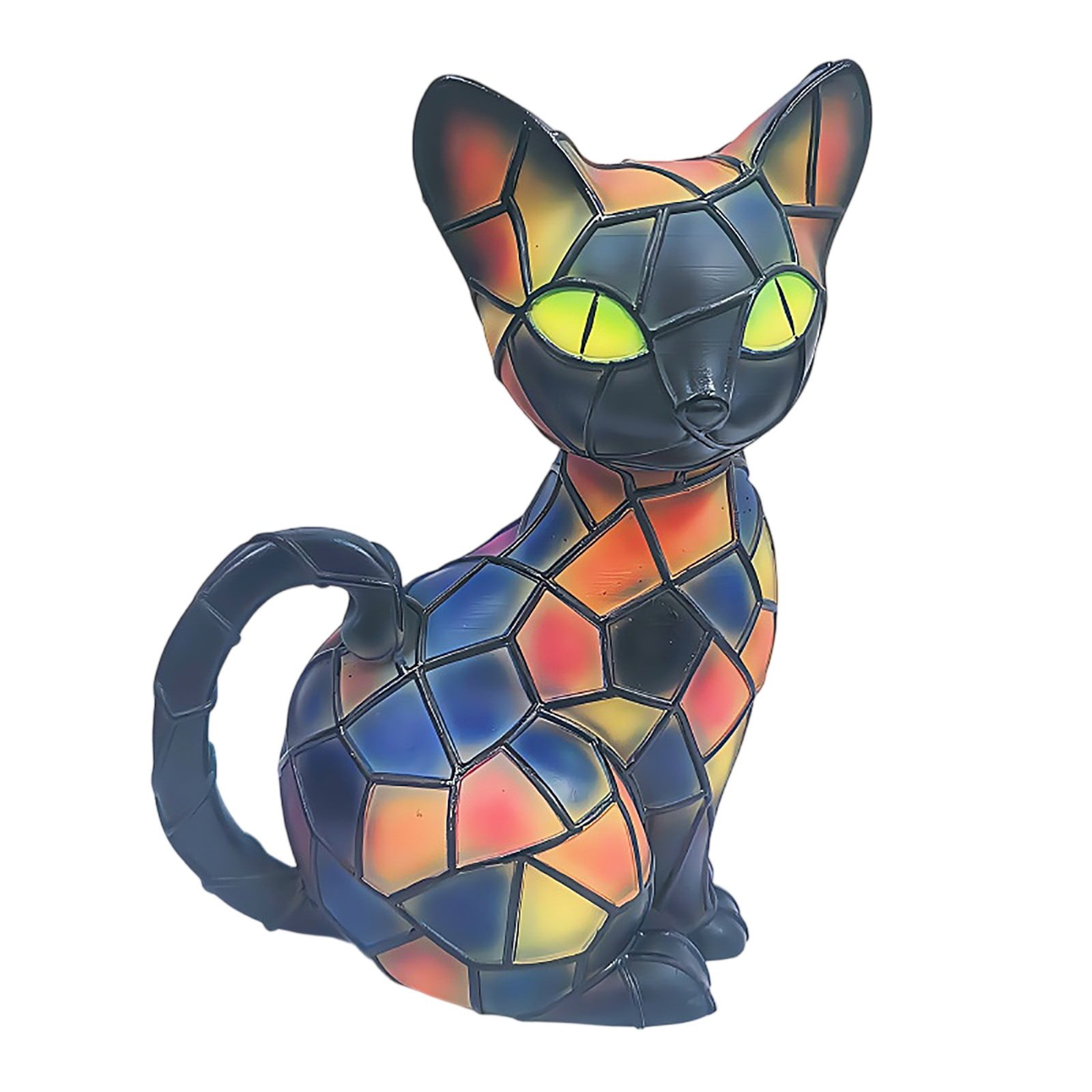 Atlodas Cat Lamp, Retro Cats Stained Resin Tabletop Night Light, Animal ...