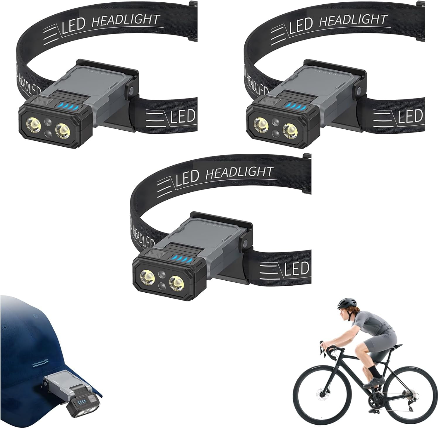 Atlodas Hat Clip Headlight On Rechargeable, 180° Adjustable Head Lamp ...