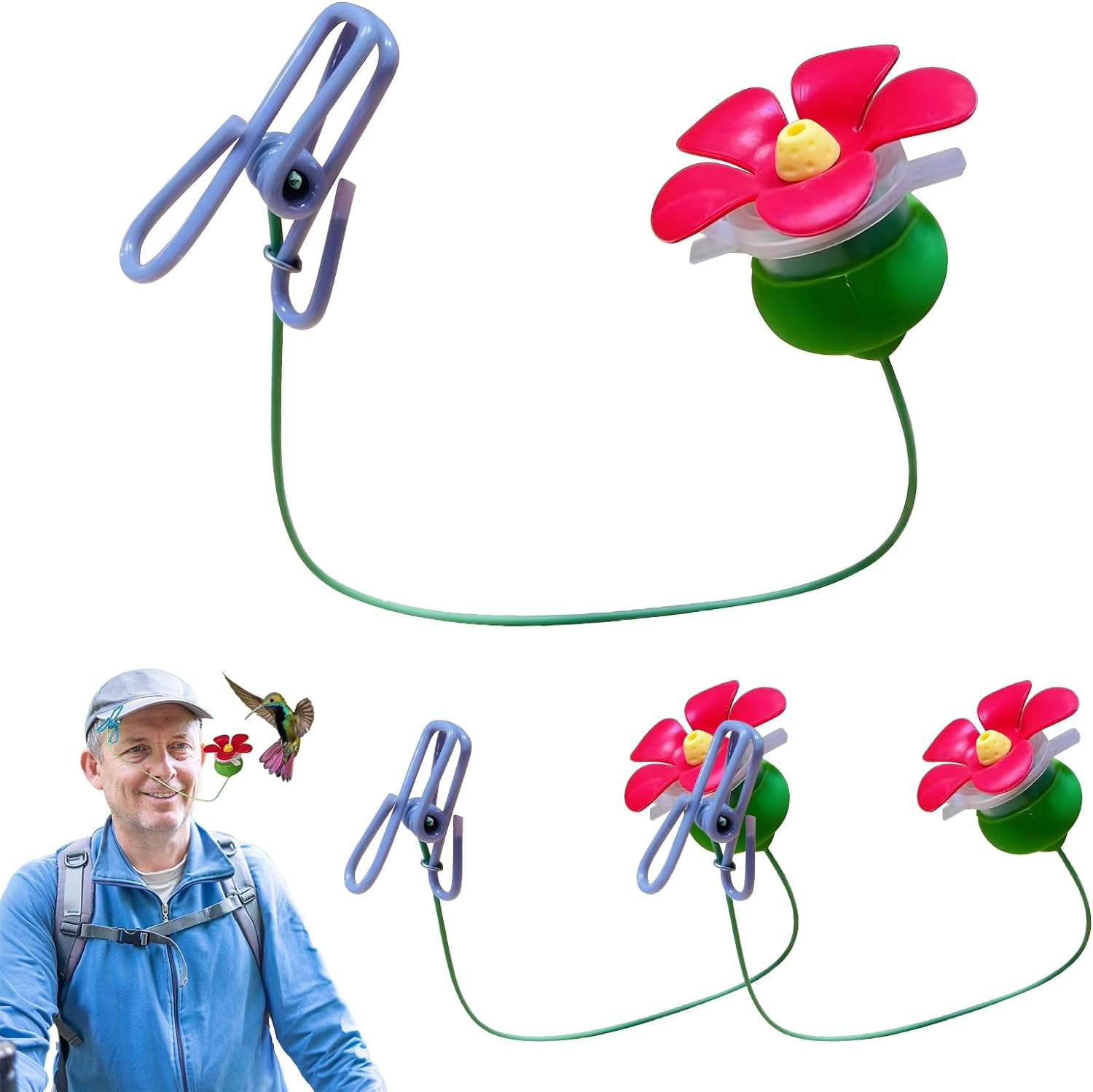 Palcomfy Unique Mini Hummingbird Feeder Hat Clip In Green Perfect For ...