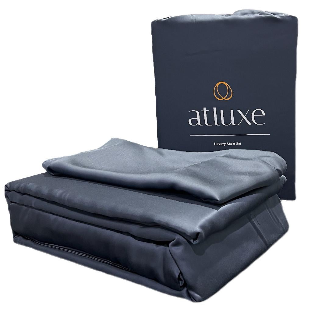 Atluxe Premium Viscose Bamboo Sheet. 4-Piece Luxury Bedding Set. Slate ...