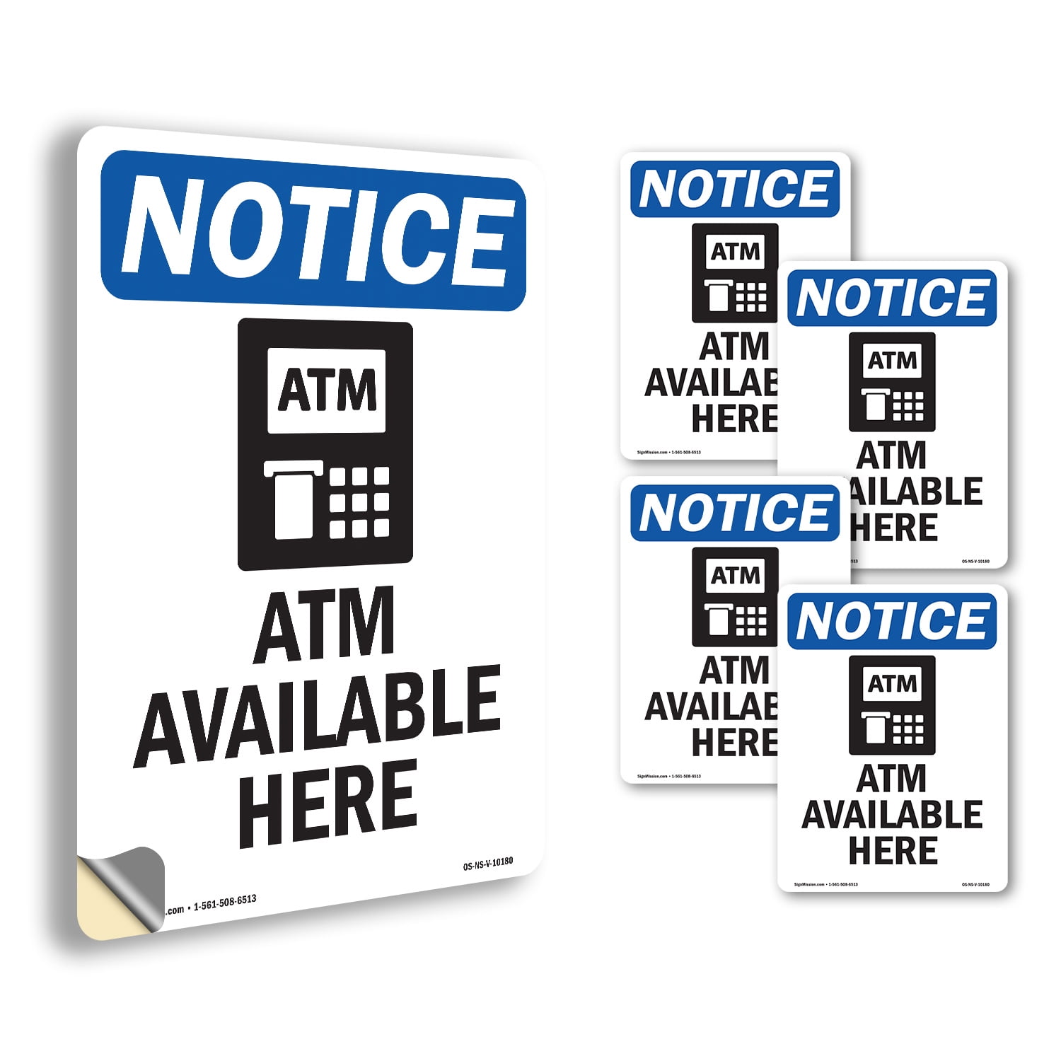 Atm Available Here With Symbol OSHA Notice Vinyl Decal Label 18 Inch x ...
