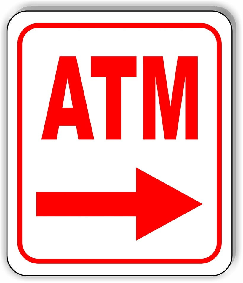 Atm Right Arrow Red Composite Outdoor Sign SIZE: 8" x 12" - Walmart.com
