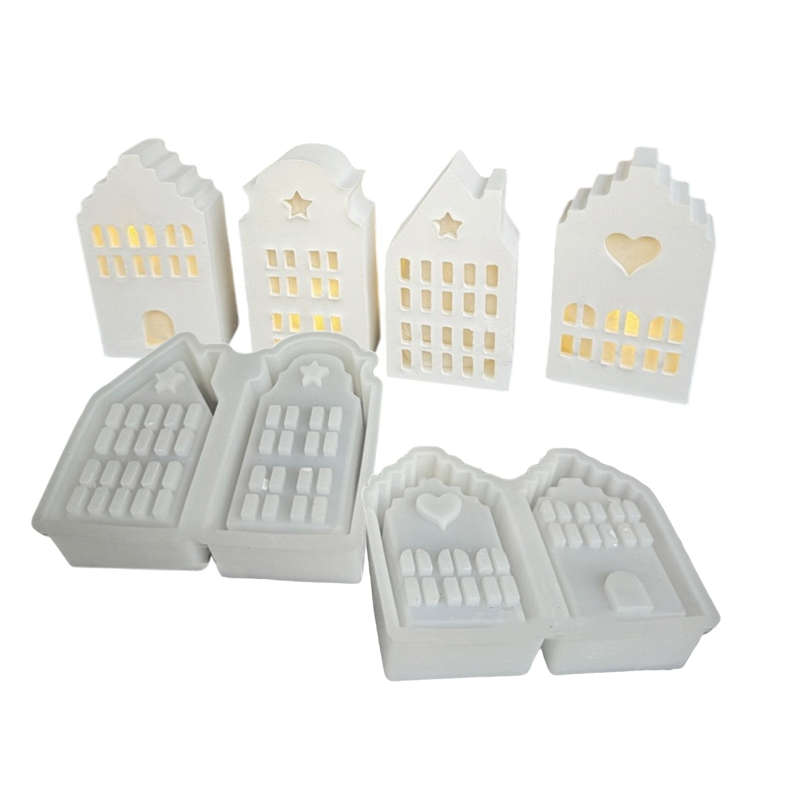 Atmospheres Light Silicone Mold 4 Grids House Shaped Ornament Mould ...