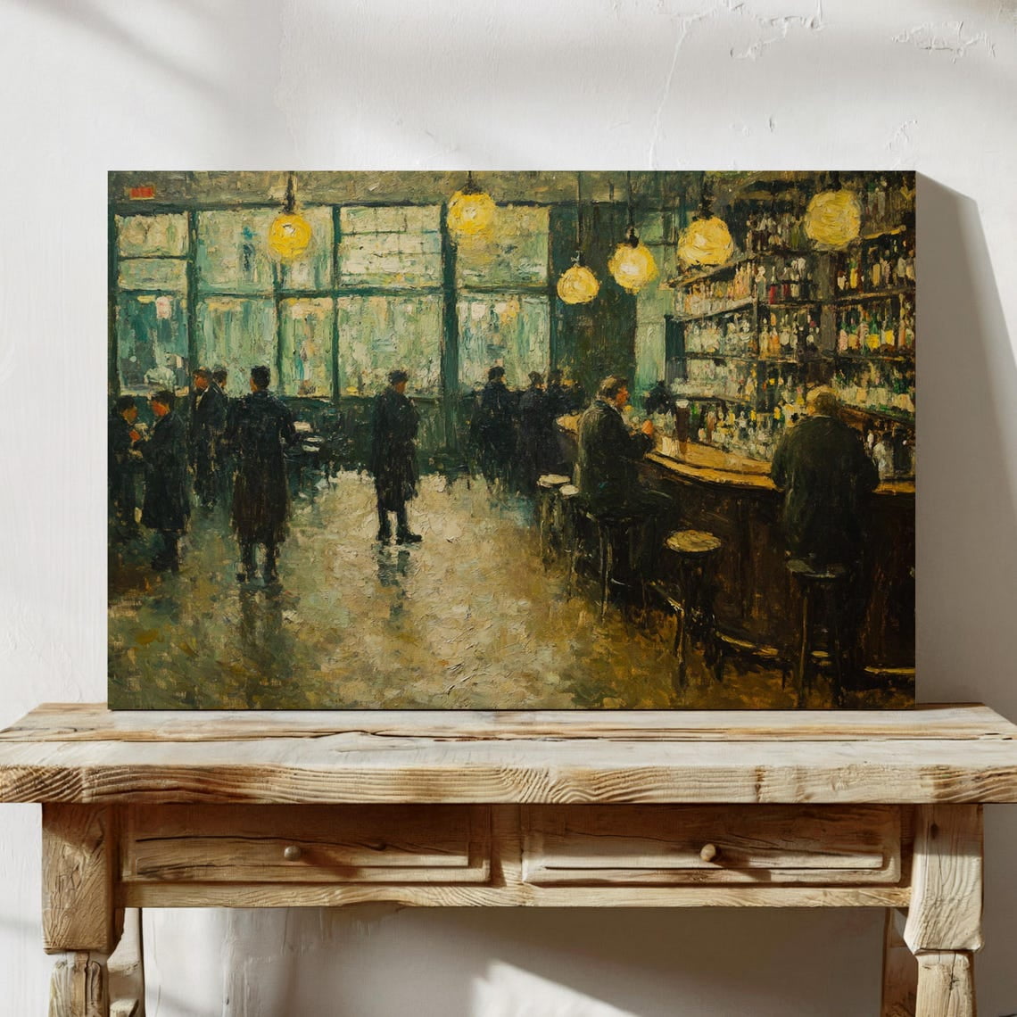 Atmospheric Bar Scene Wall Art – Vintage Hangable Wall Art Depicting ...