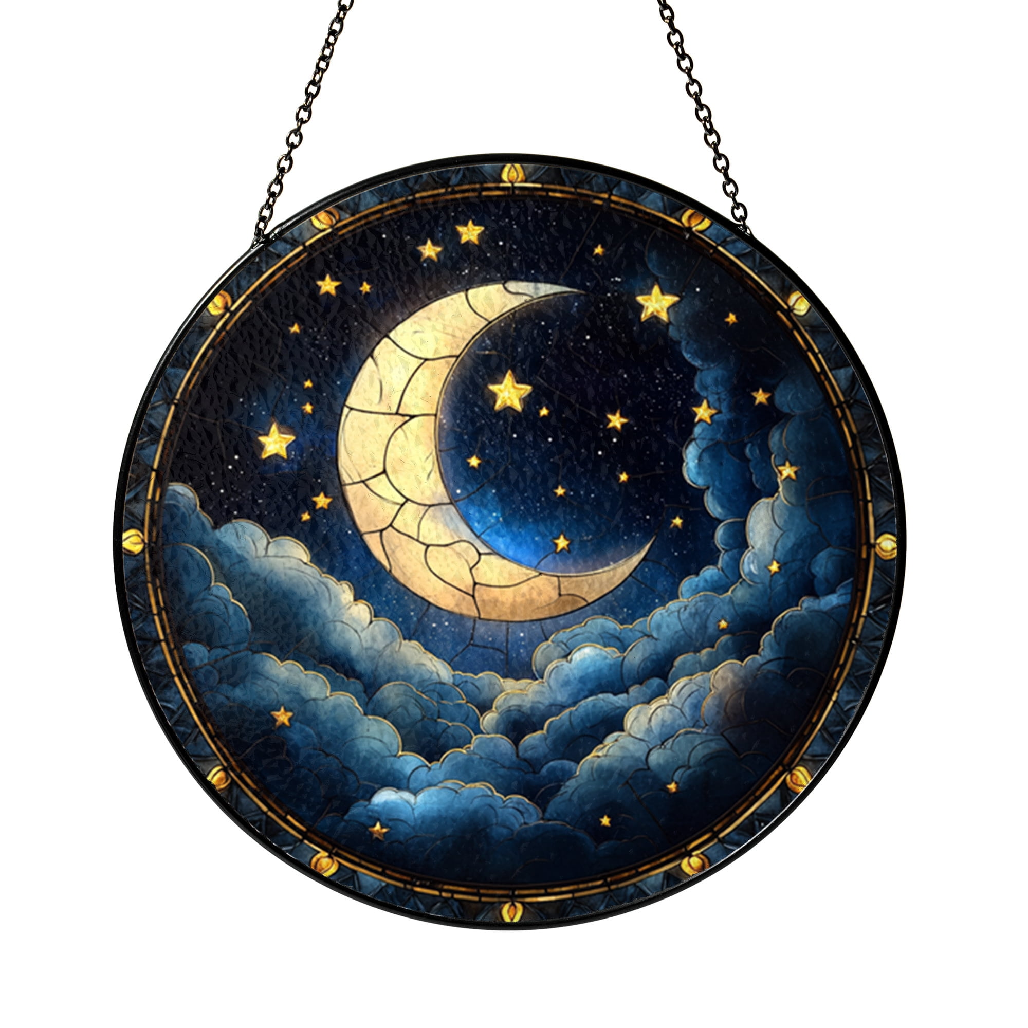 Atmospheric Night Landscape Stained Glass Style Suncatcher Window Decor ...