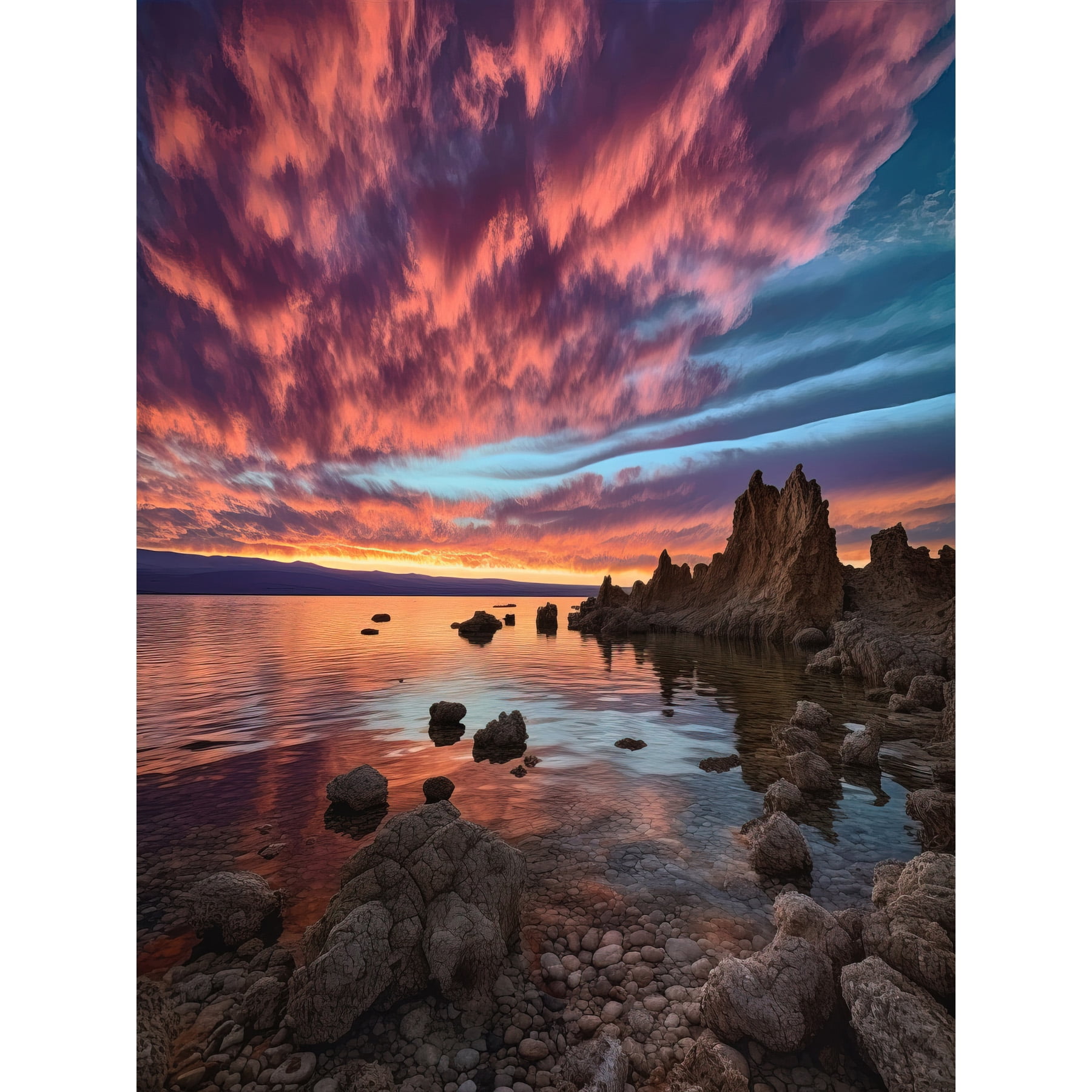 Atmospheric Sunset Clouds Over Mono Lake Lakeside Landscape Modern ...