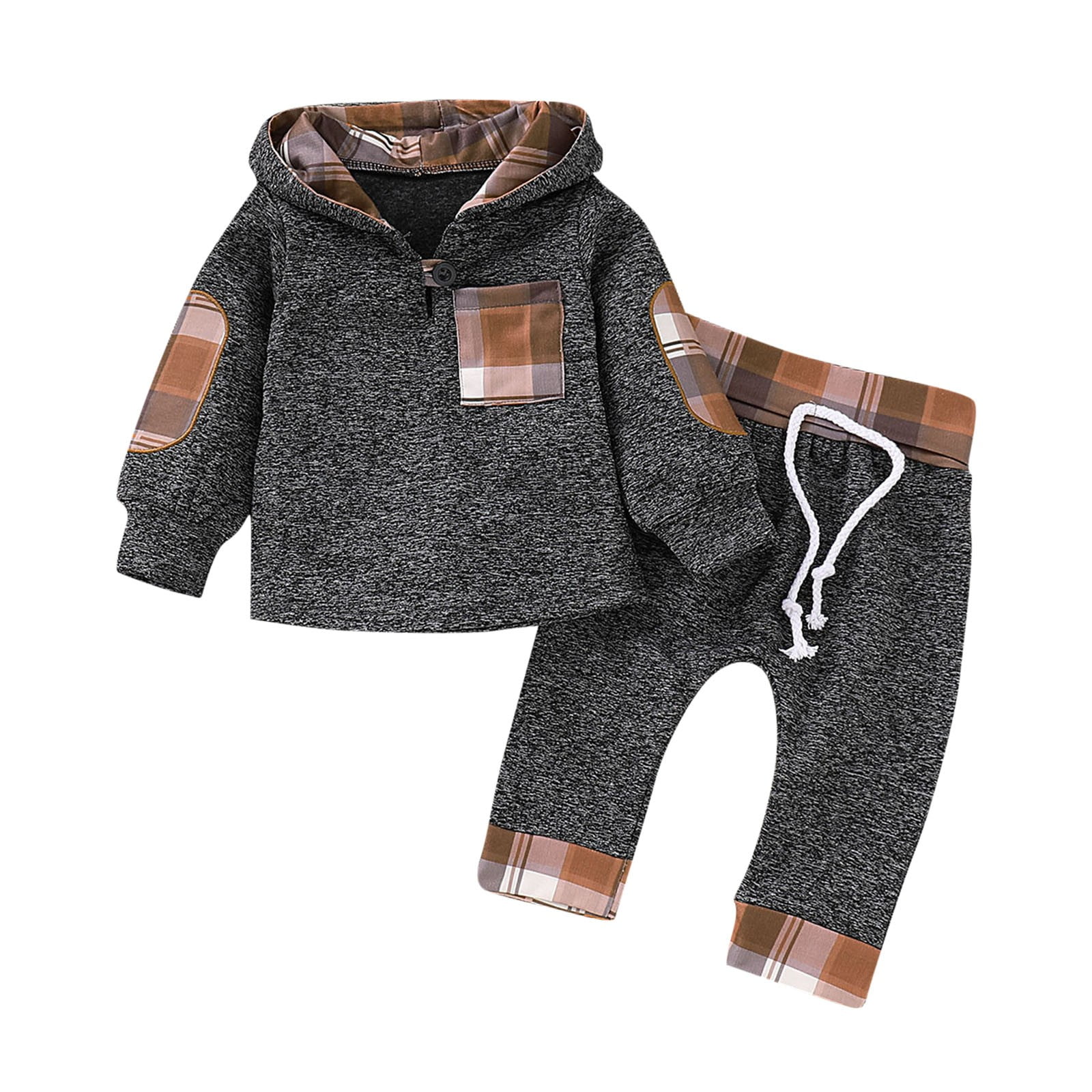Atogsazn Baby Boys Clothes Infant Plaid Long Sleeve Hooded Sweatshirt ...