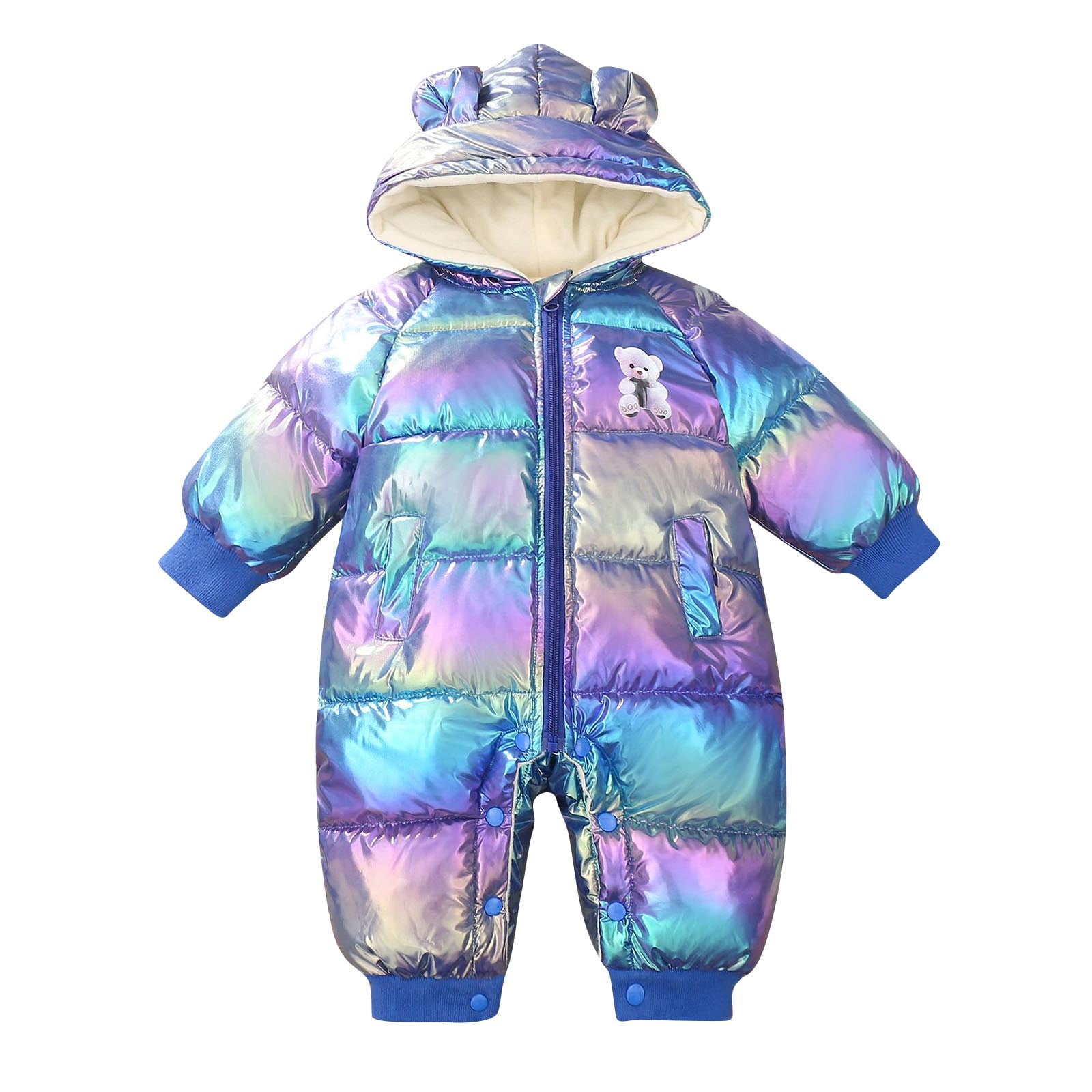 Atogsazn Baby Boys Girls Fleece Lined Snowsuits Puffer Zip Up Long ...