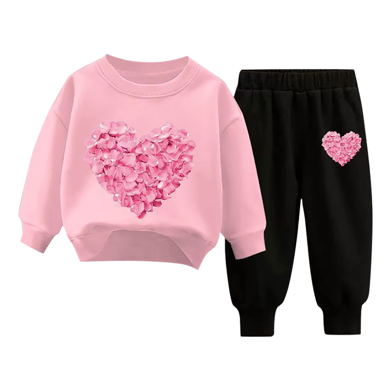 Atogsazn Baby Girls Jogger Valentine's Day Tracksuits Toddler Printed ...