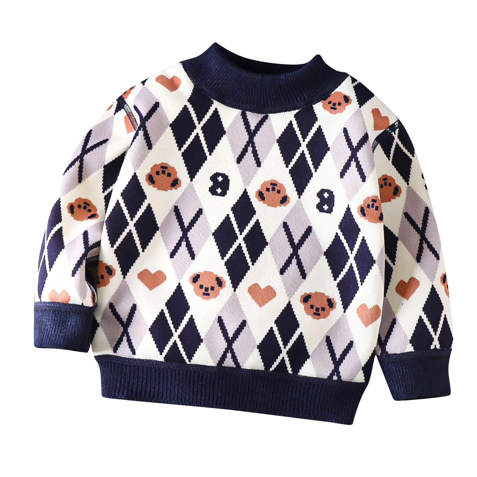 Atogsazn Children's Boys Girls Knitted Sweaters Kids Printed Long ...