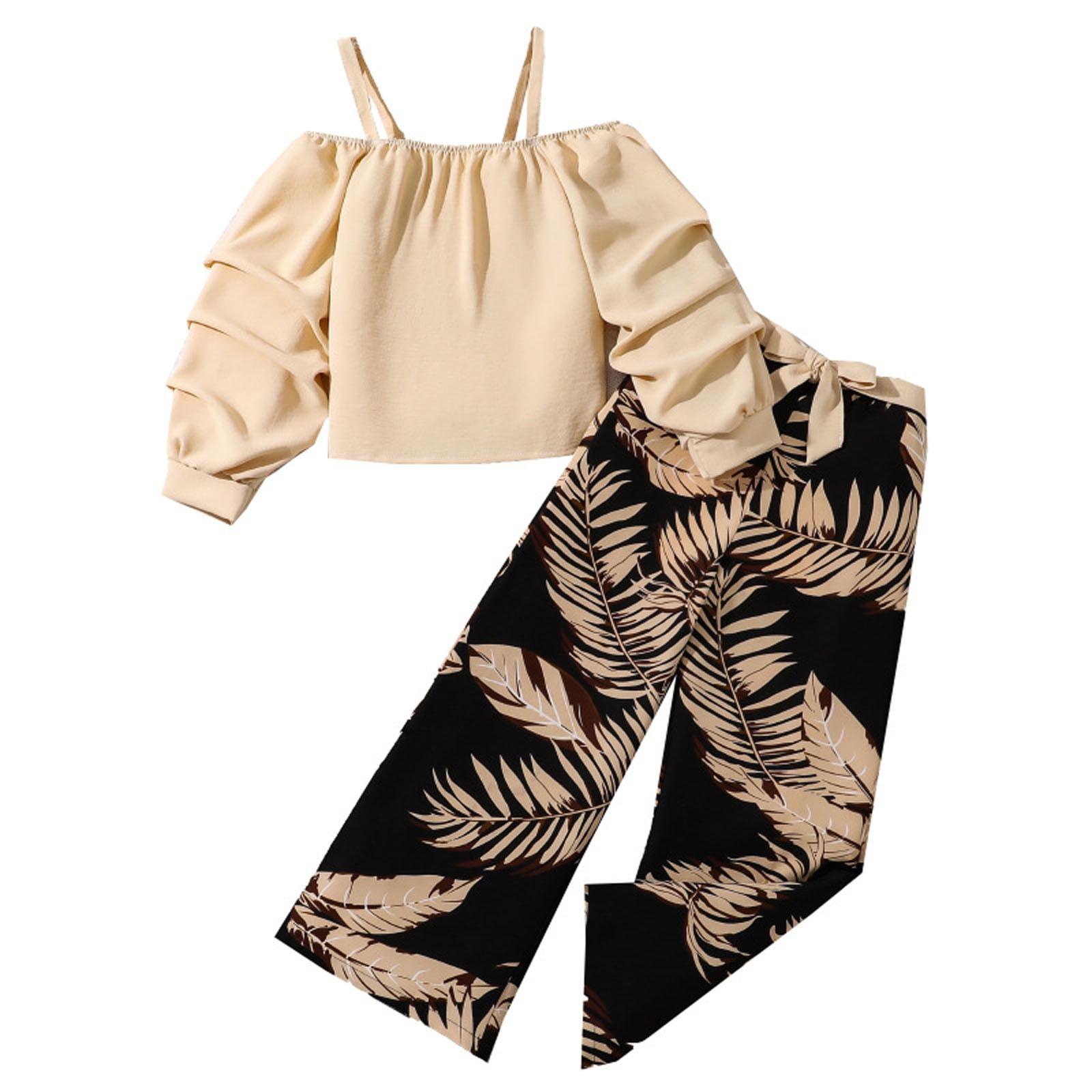 Atogsazn Children's Girls Casual Clothes Set Kids Off The Shoulder Long ...