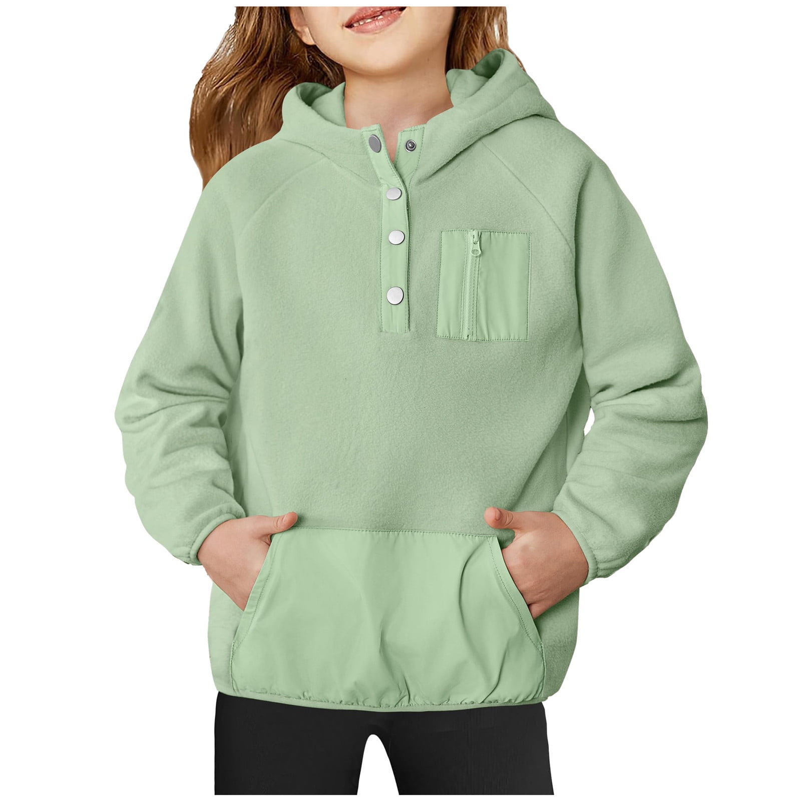 Atogsazn Children's Girls Fleece Hoodies Oversized Long Sleeve Pullover ...