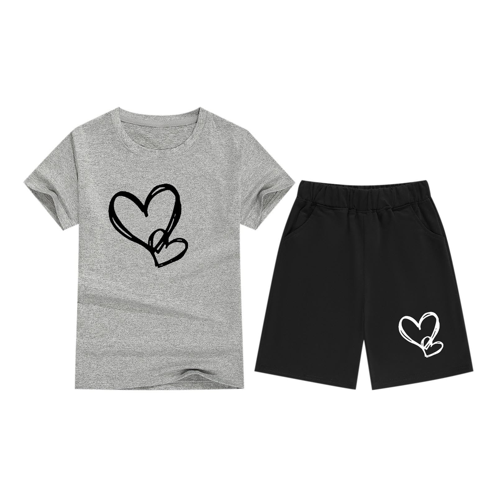 Atogsazn Children's Girls Summer 2 Piece Clothes Set Kids Cotton Short ...