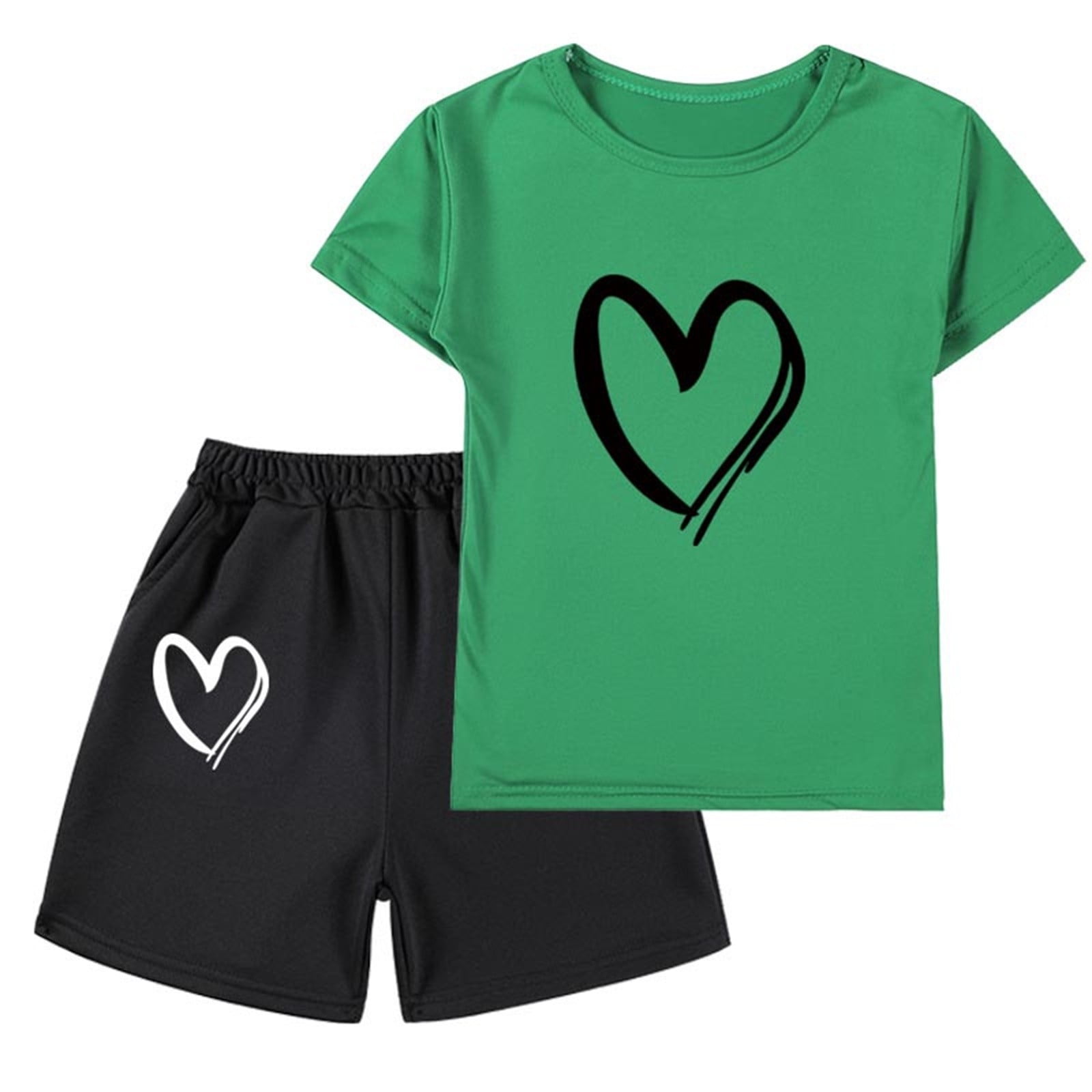 Atogsazn Children's Girls Summer 2 Piece Clothes Set Kids Cotton Short ...