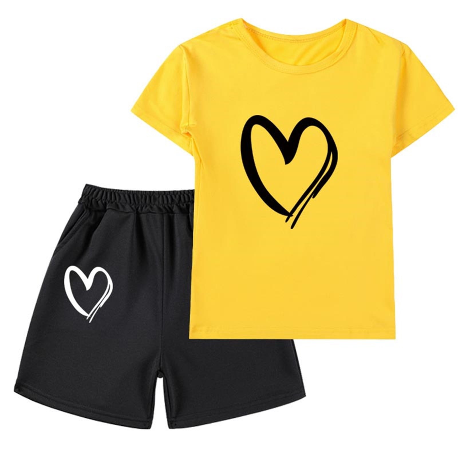 Atogsazn Children's Girls Summer 2 Piece Clothes Set Kids Cotton Short ...