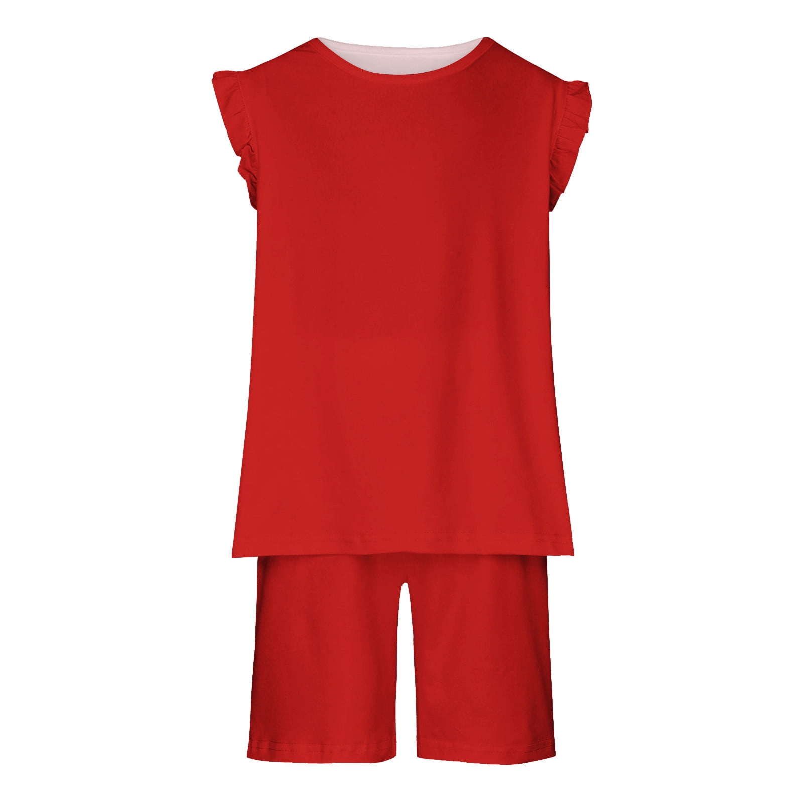 Atogsazn Children's Girls Summer Sets Kids Casual Ruffle Sleeveless T ...