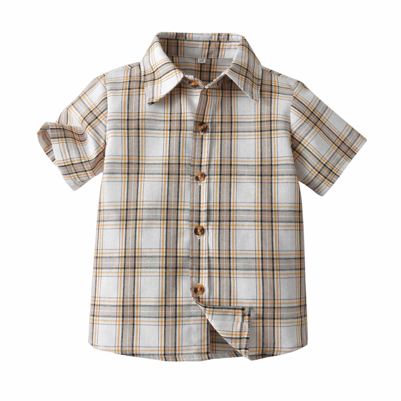 Atogsazn Children's Summer Plaid Shirt Kid Boy Casual Button Short ...