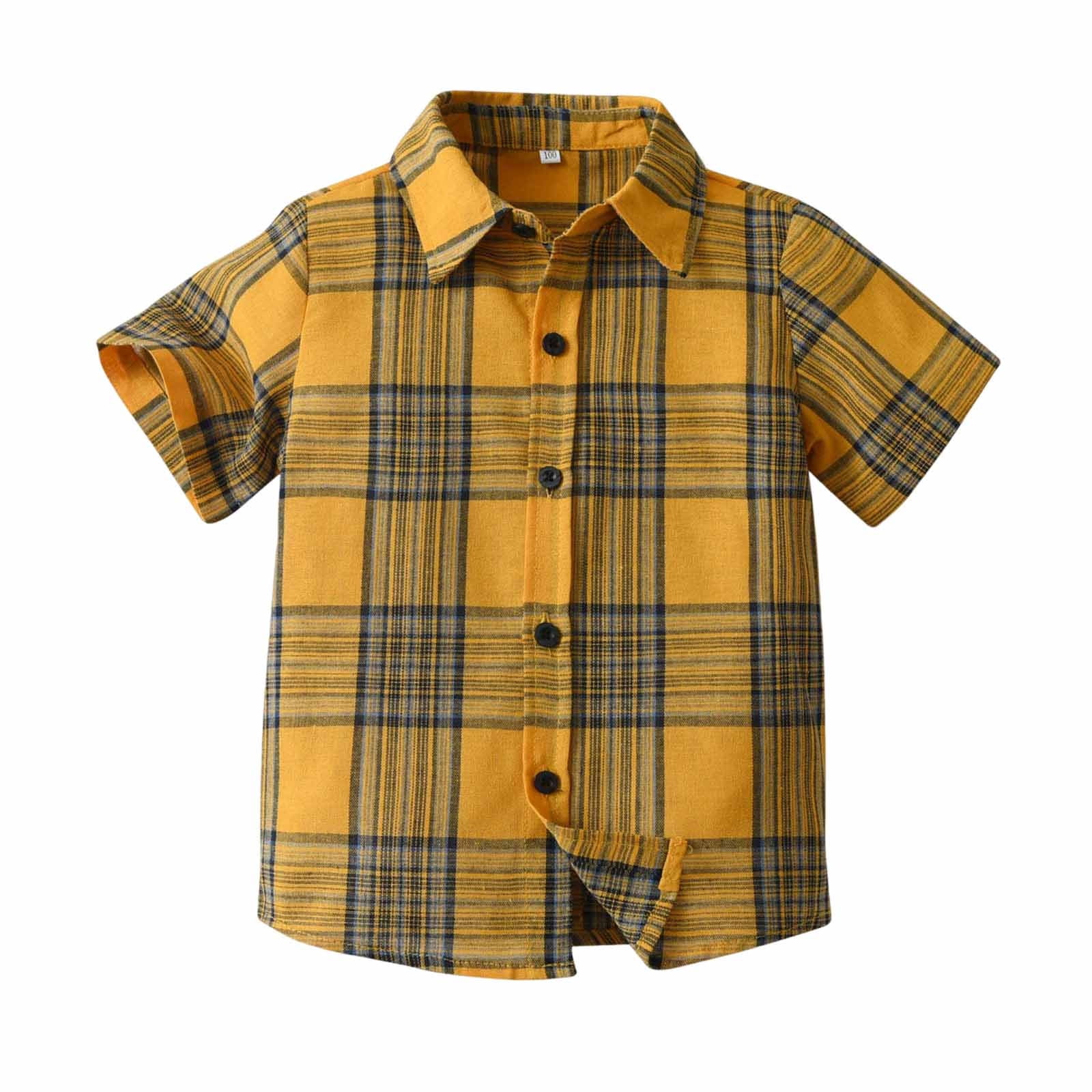 Atogsazn Children's Summer Plaid Shirt Kid Boy Casual Button Short ...