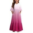 Atogsazn Girls Gradient Maxi Dress Kids Casual Short Sleeve Tiered ...