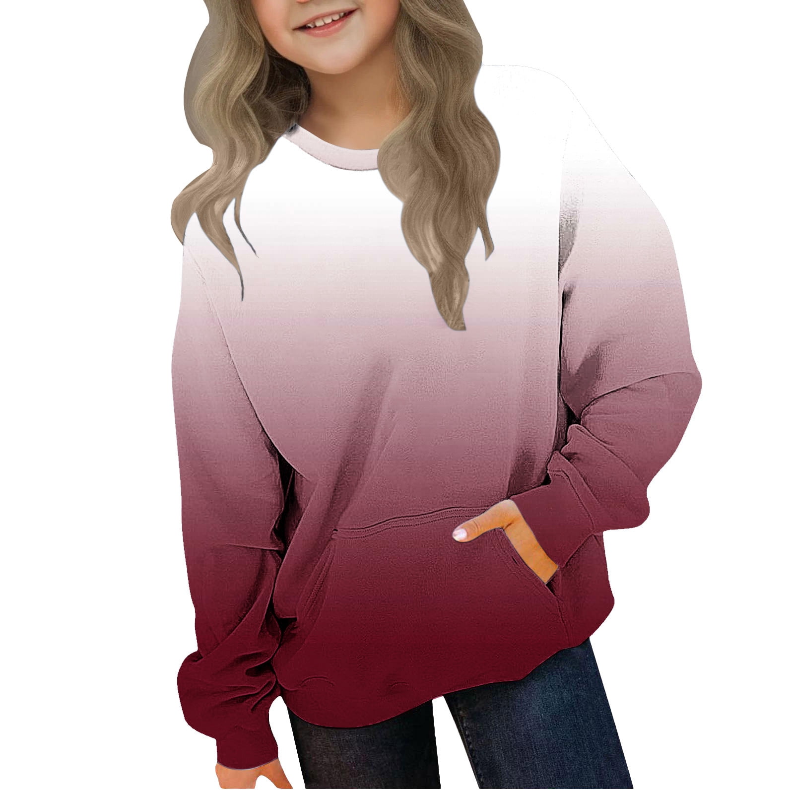 Atogsazn Girls Oversized Sweatshirt Kids Casual Fleece Pullover Long ...