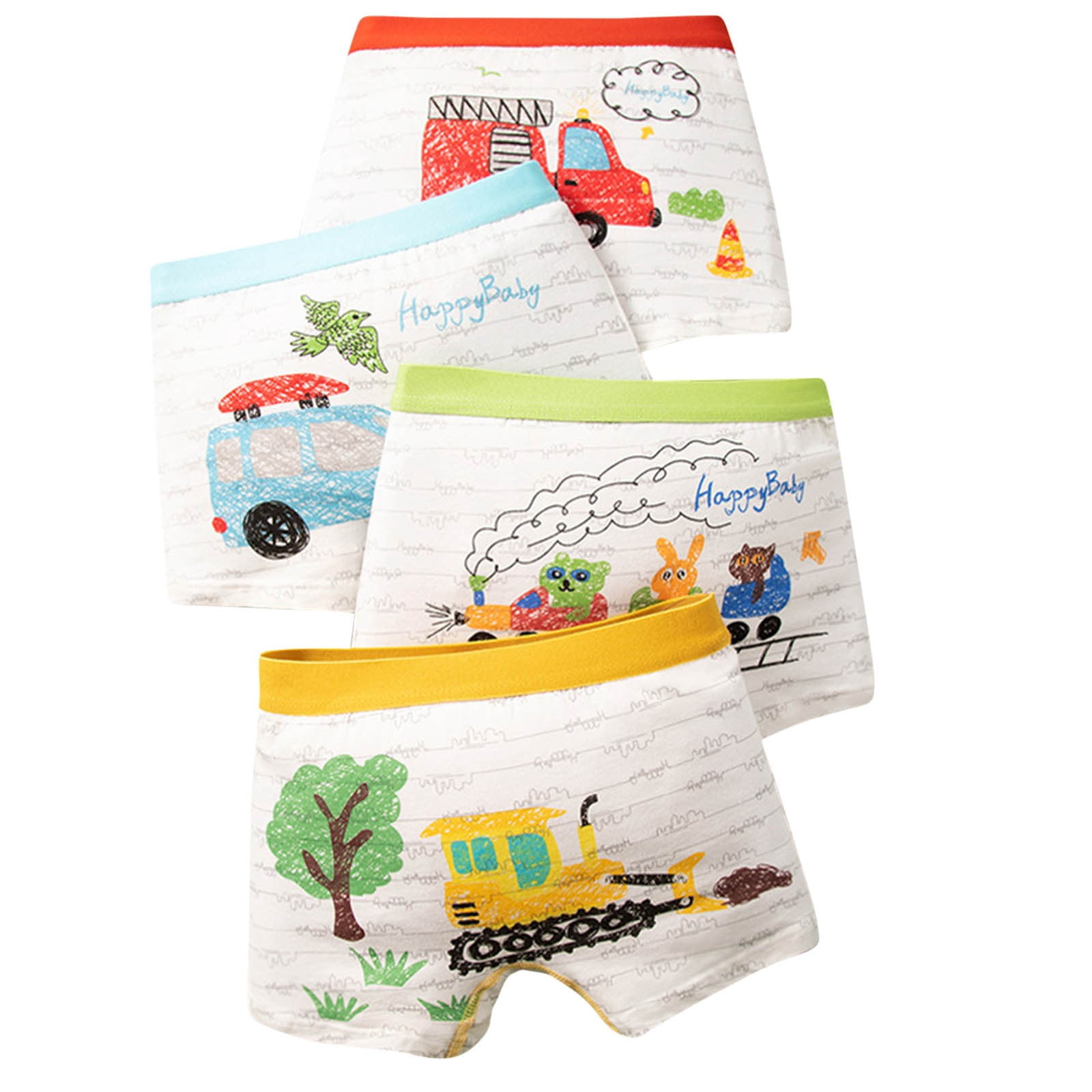 Atogsazn Kid Boy 4Pcs Cotton Brief Children Casual Printed Elastic ...