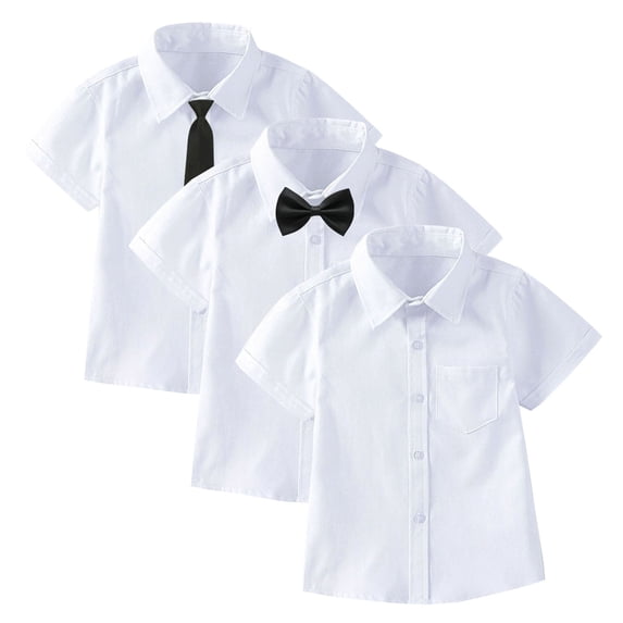 Atogsazn Kids Boys 3Pcs Button Up Shirts Children Dressy Casual Short ...