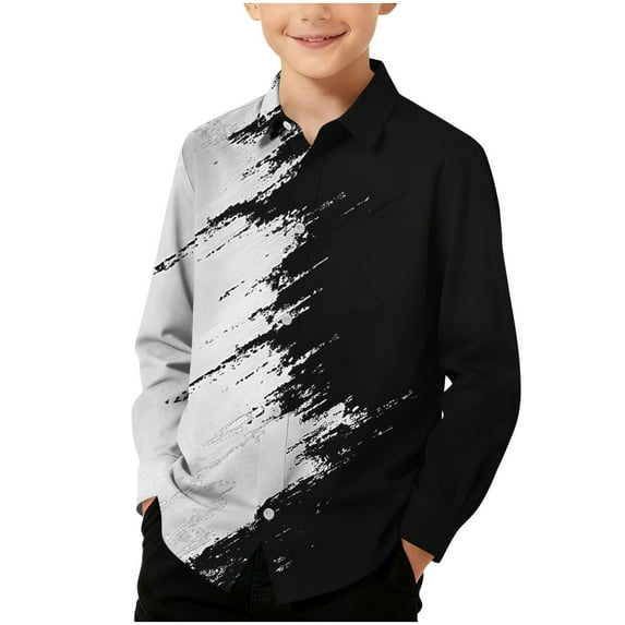 Atogsazn Kids Boys Button Up Shirt Children Gradient Long Sleeve Shirts ...