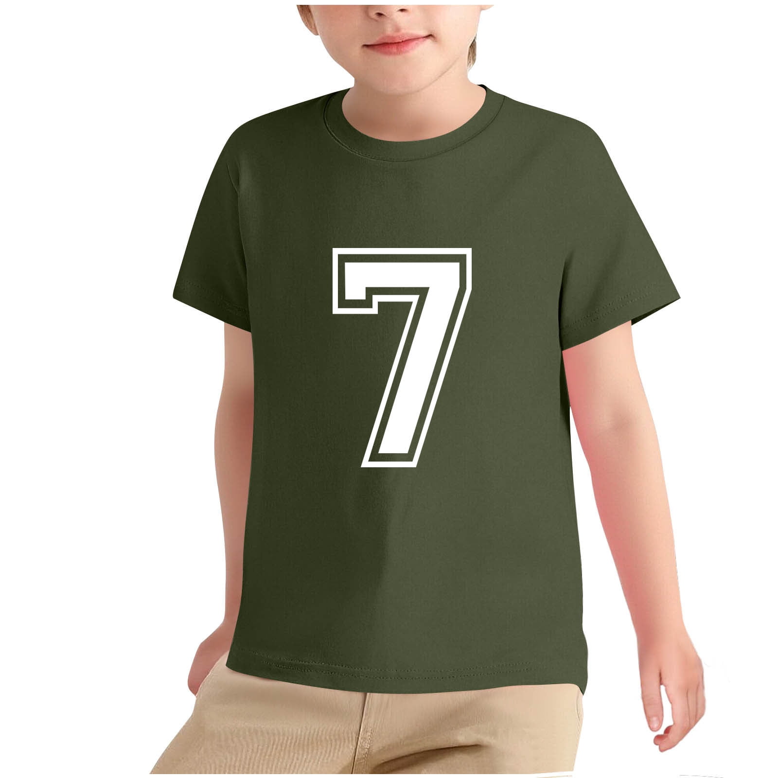 Atogsazn Kids Boys Casual Short Sleeve Tshirt Crew Neck Number 7 ...