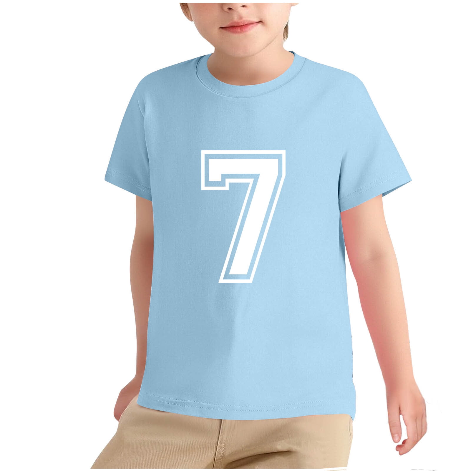 Atogsazn Kids Boys Casual Short Sleeve Tshirt Crew Neck Number 7 ...