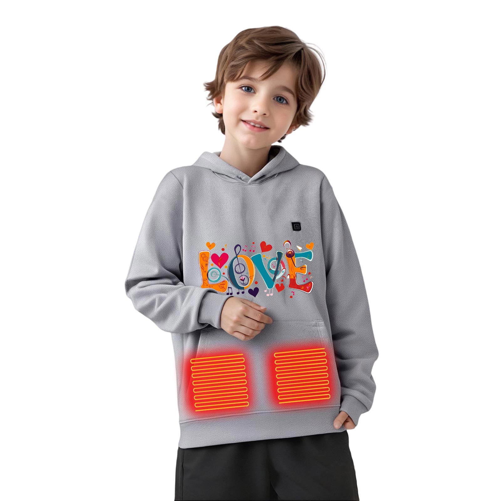 Atogsazn Kids Boys Christmas Heated Hoodies Letter Printed Oversized ...
