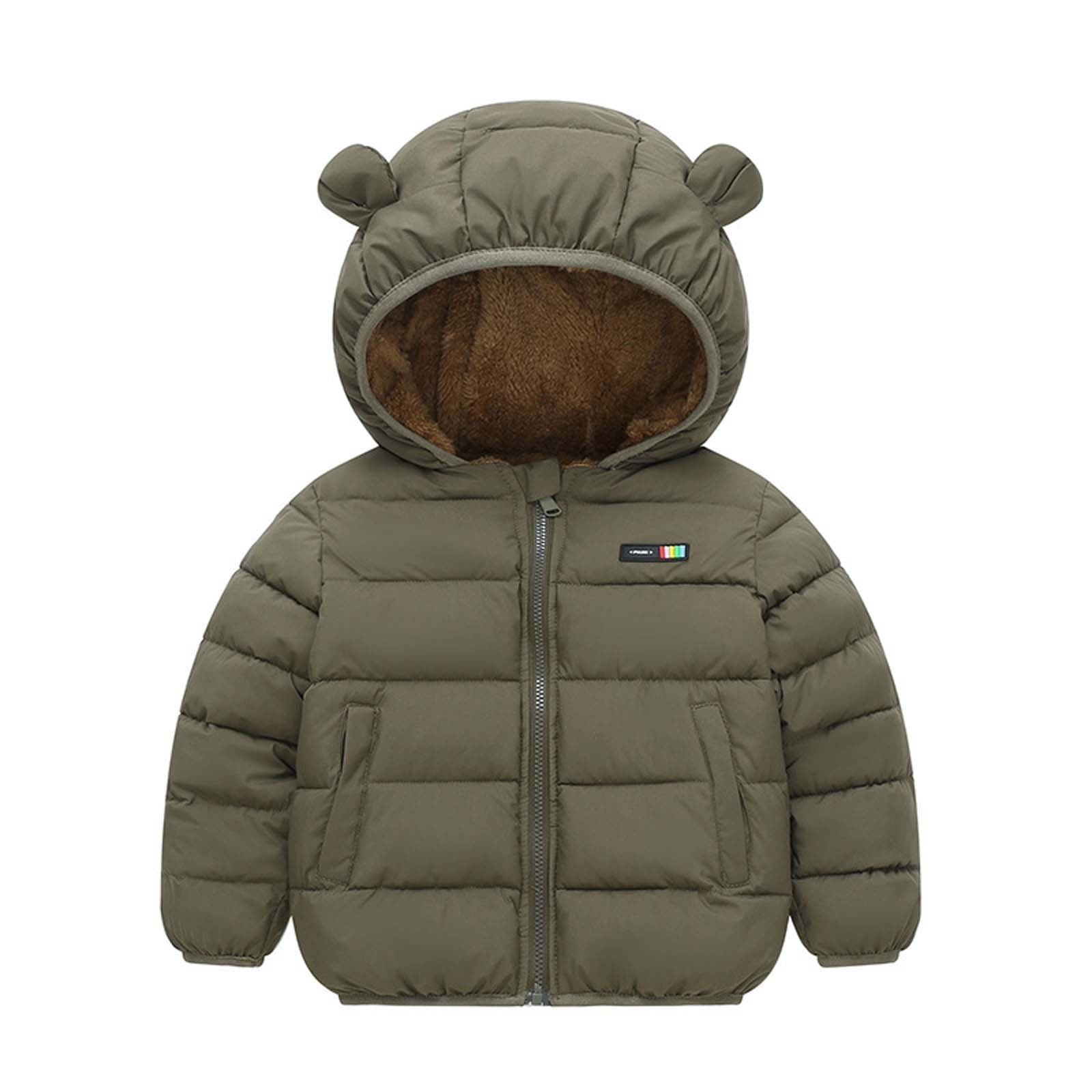 Atogsazn Kids Boys Fleece Lined Puffer Jacket Toddler Zip Up Hoodie ...