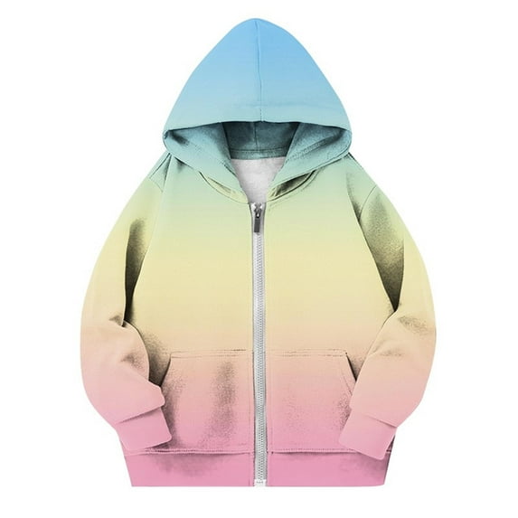 Atogsazn Kids Girl Fleece Lined Sweatshirt Children Casual Gradient ...