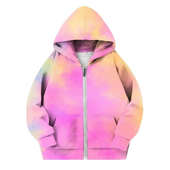 Atogsazn Kids Girl Fleece Lined Sweatshirt Children Casual Gradient ...