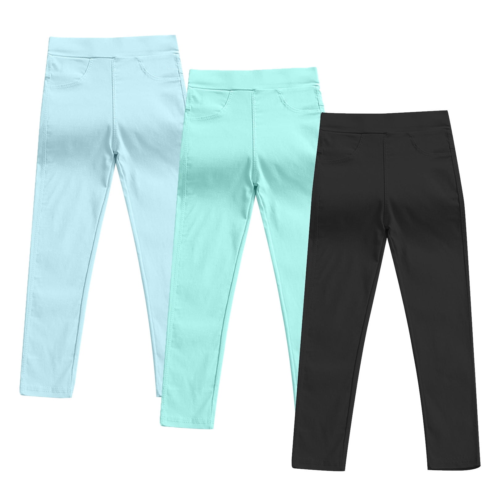 Atogsazn Kids Girls 3PC Elastic Waistband Solid Color Skinny Long Pants ...
