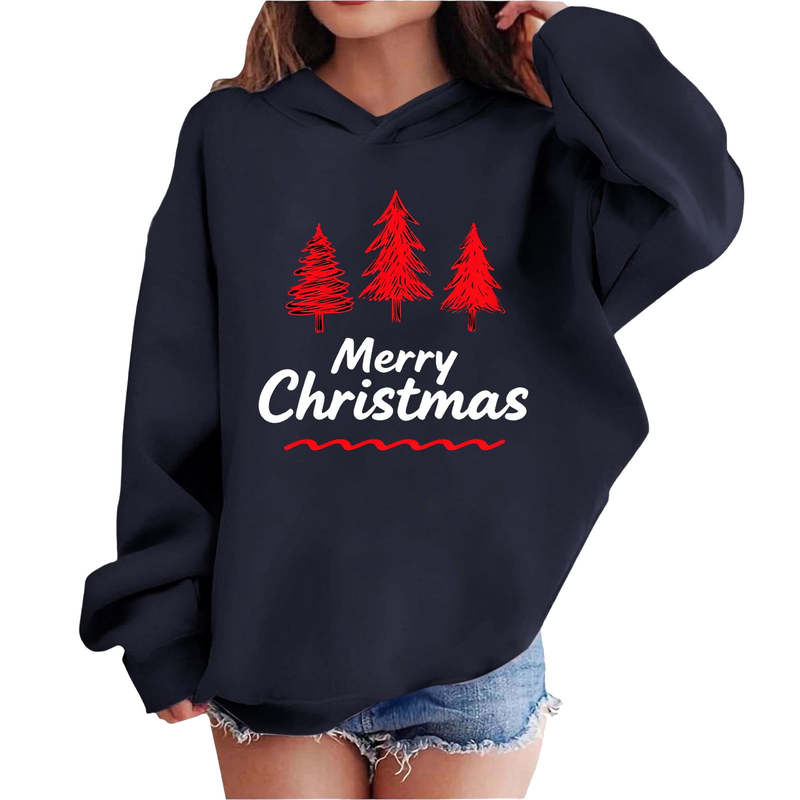 Atogsazn Kids Girls Christmas Hoodies Casual Oversized Fleece Long ...