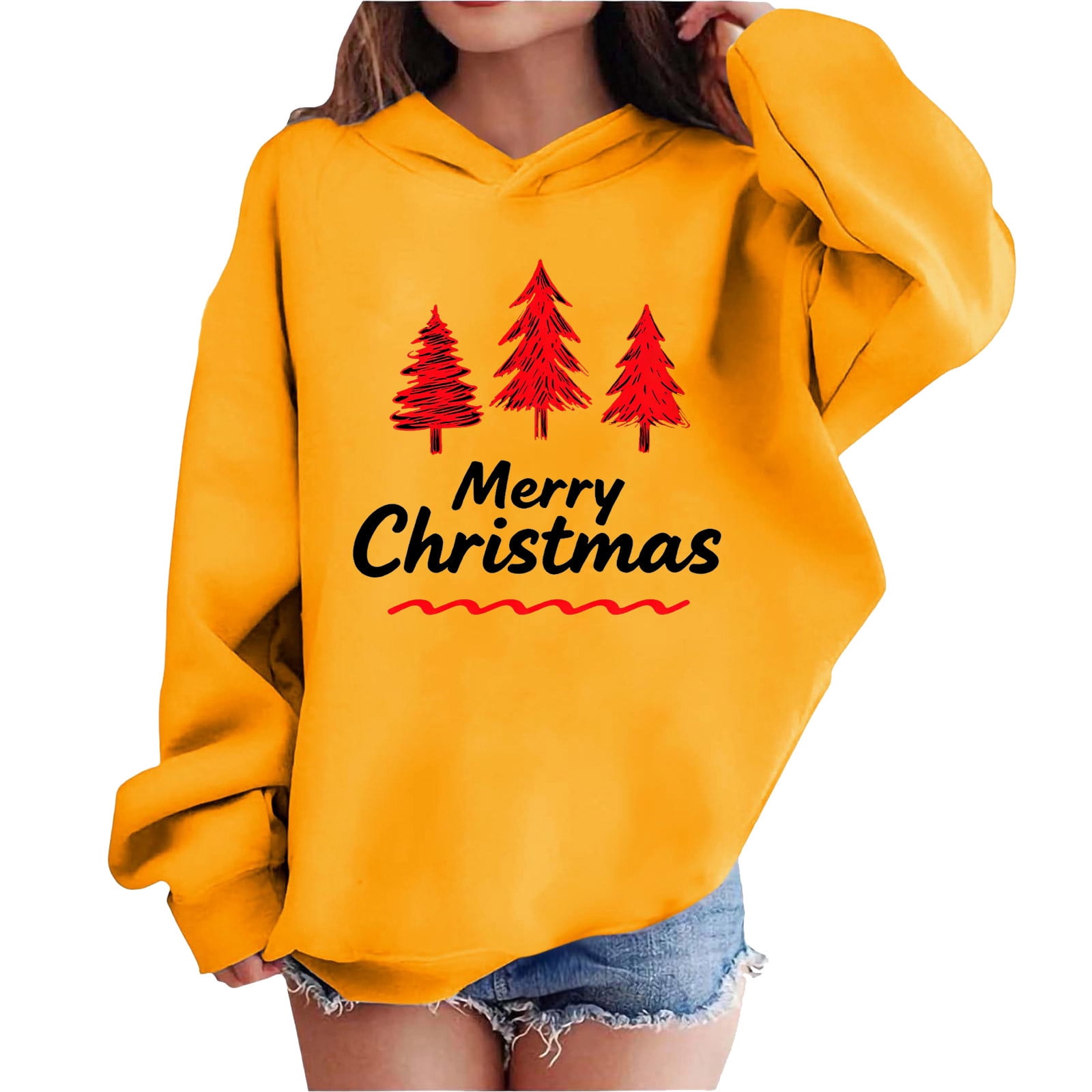 Atogsazn Kids Girls Christmas Hoodies Casual Oversized Fleece Long ...