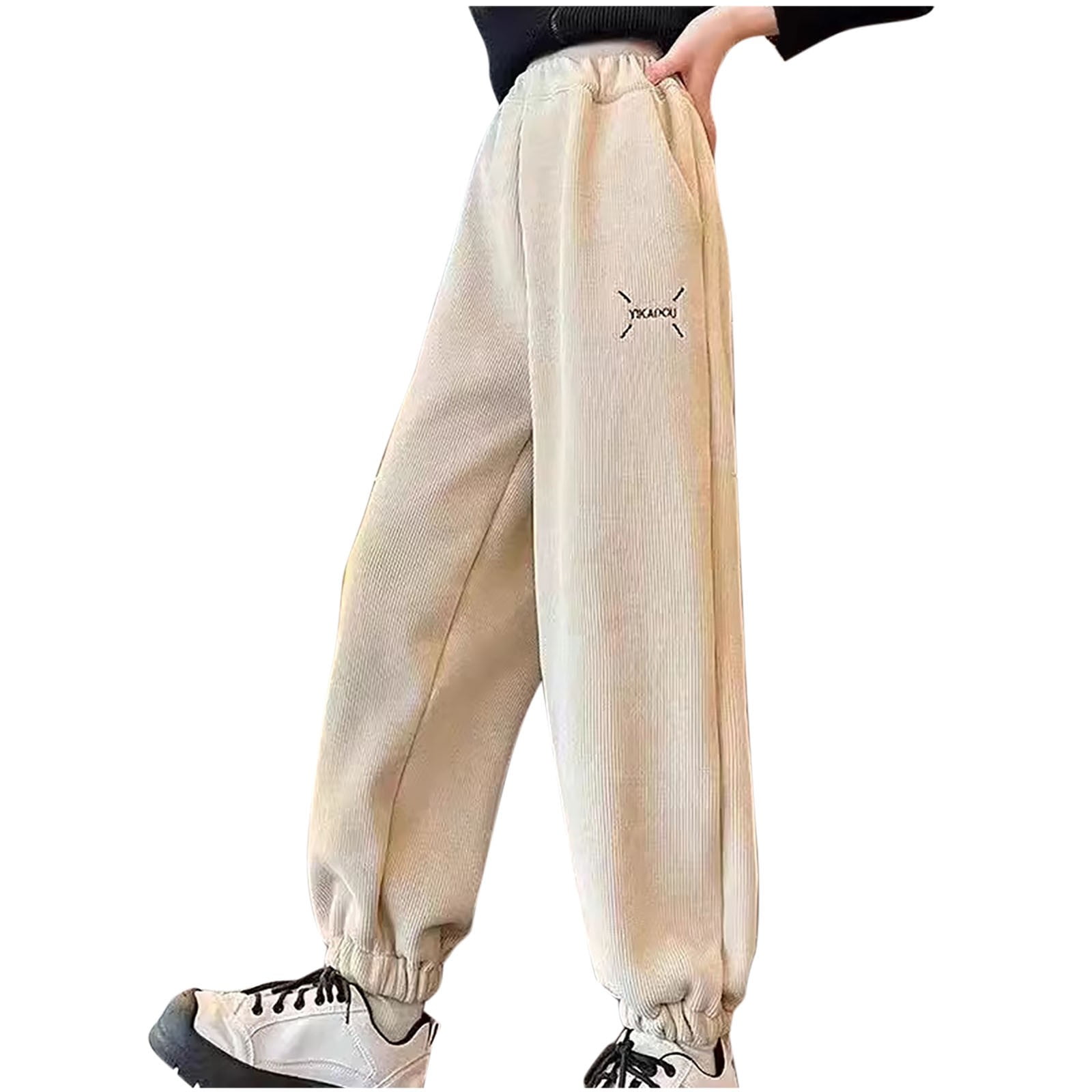 Atogsazn Kids Girls Cotton Sweatpants Children Jogger Elastic Waist ...