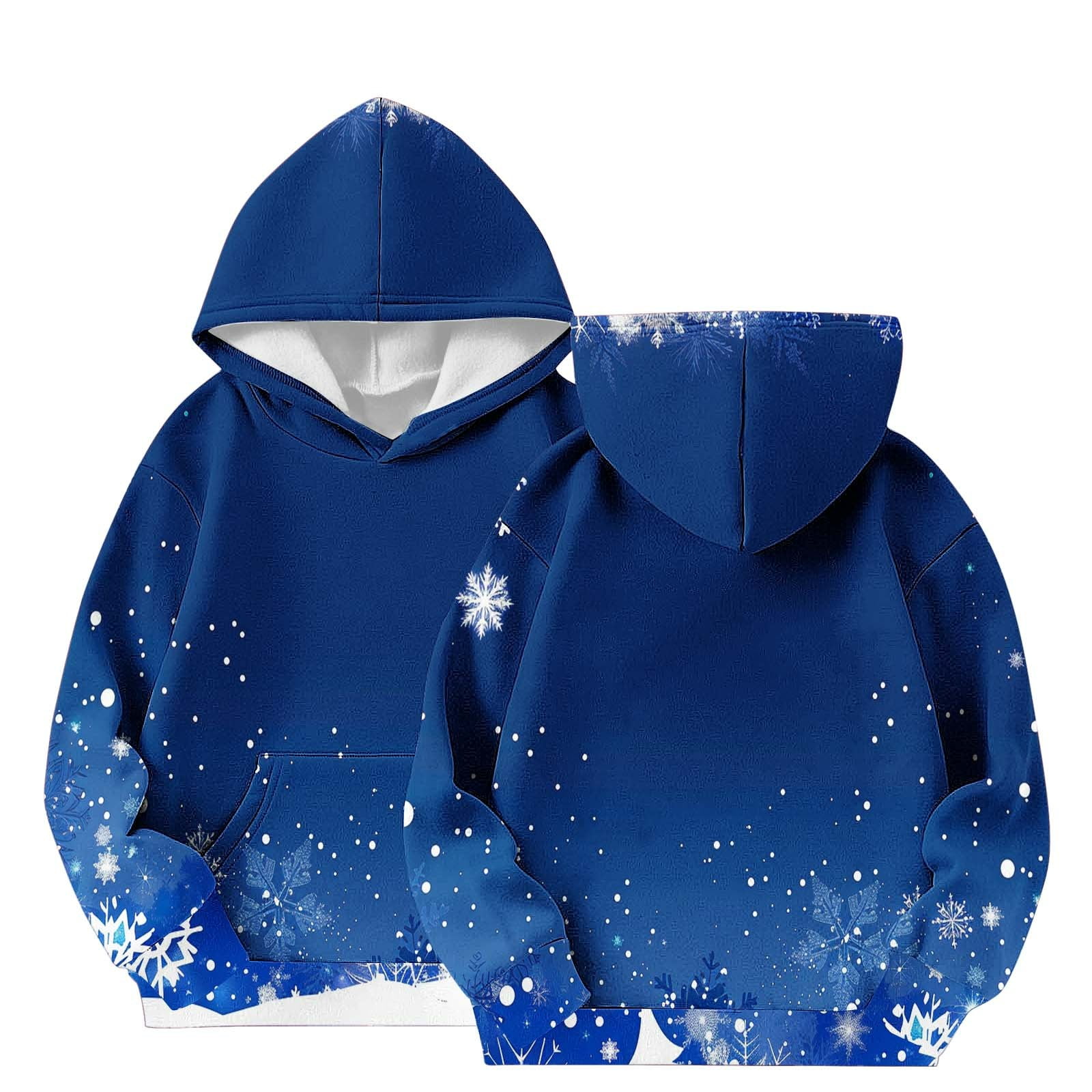 Atogsazn Kids Girls Fleece Lined Hoodie Children Christmas Snowflake ...