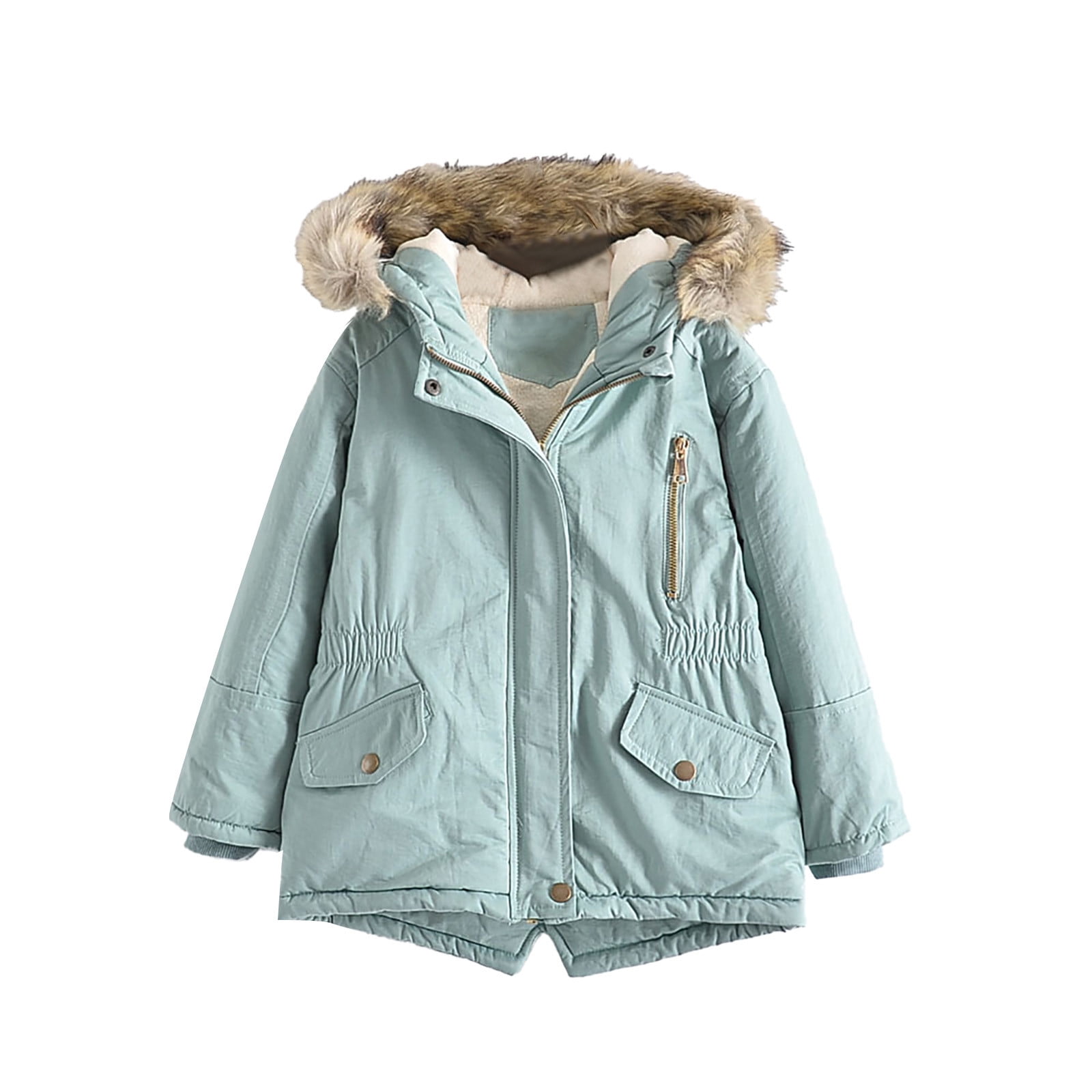 Atogsazn Kids Girls Fleece Winter Clothes Zip Up Long Sleeve Hooded Windproof Coat Thick Warm ...