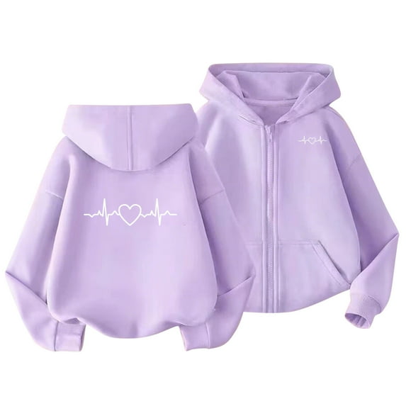 Atogsazn Kids Girls Full Zip Hoodies Casual Long Sleeve Hooded ...