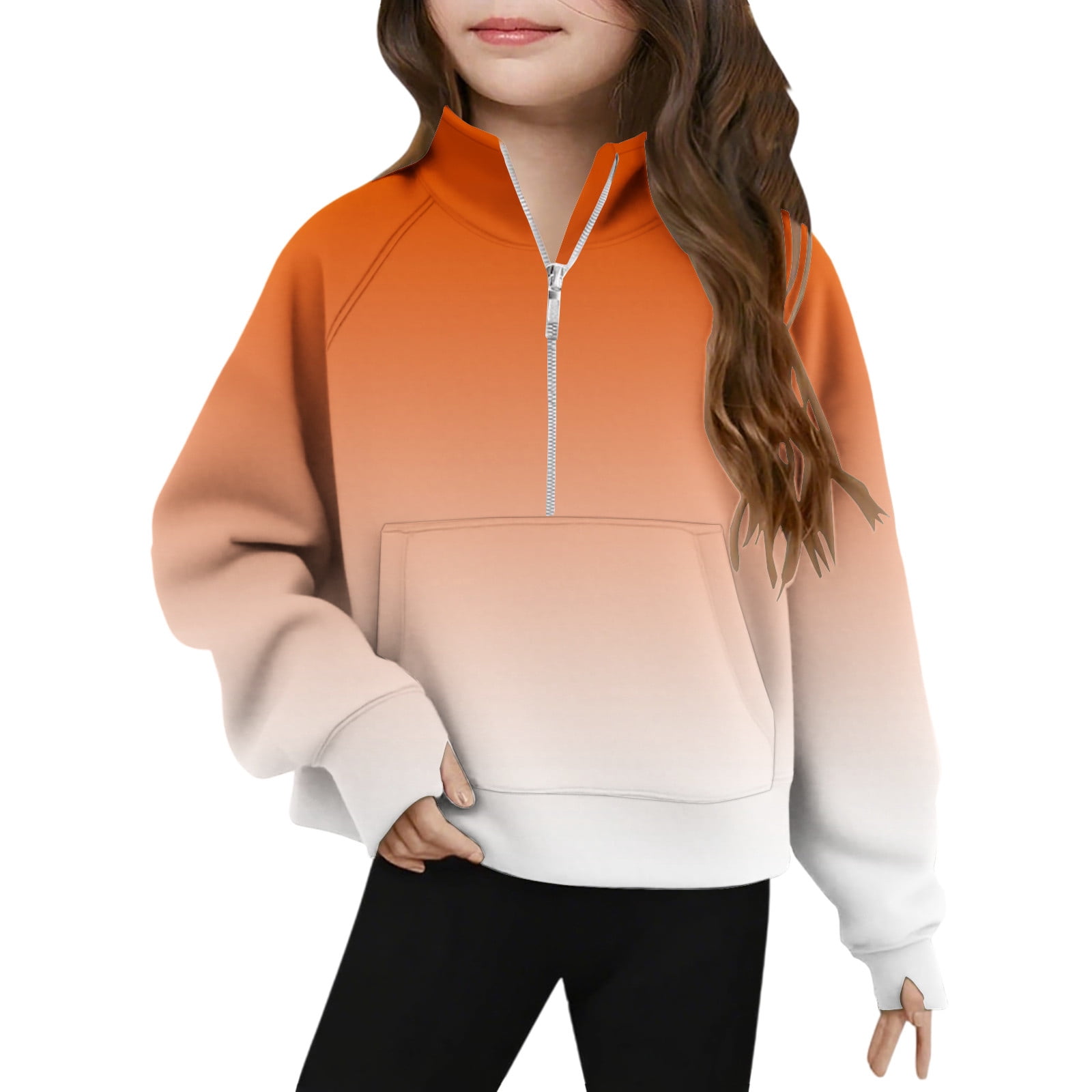 Atogsazn Kids Girls Half Zip Sweatshirt Long Sleeve Pullover ...