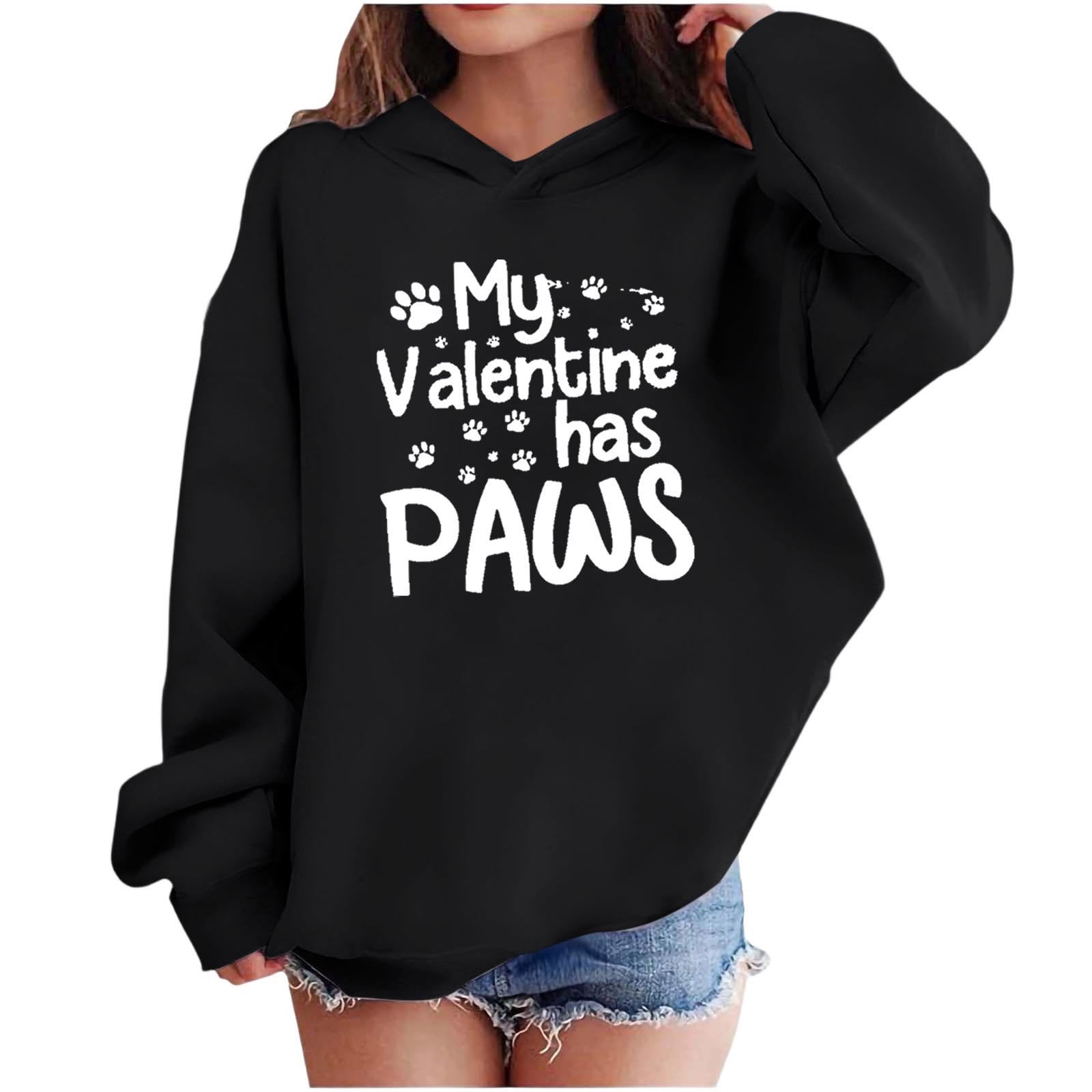 Atogsazn Kids Girls Valentines Day Hoodies Children Casual Hearts Long ...