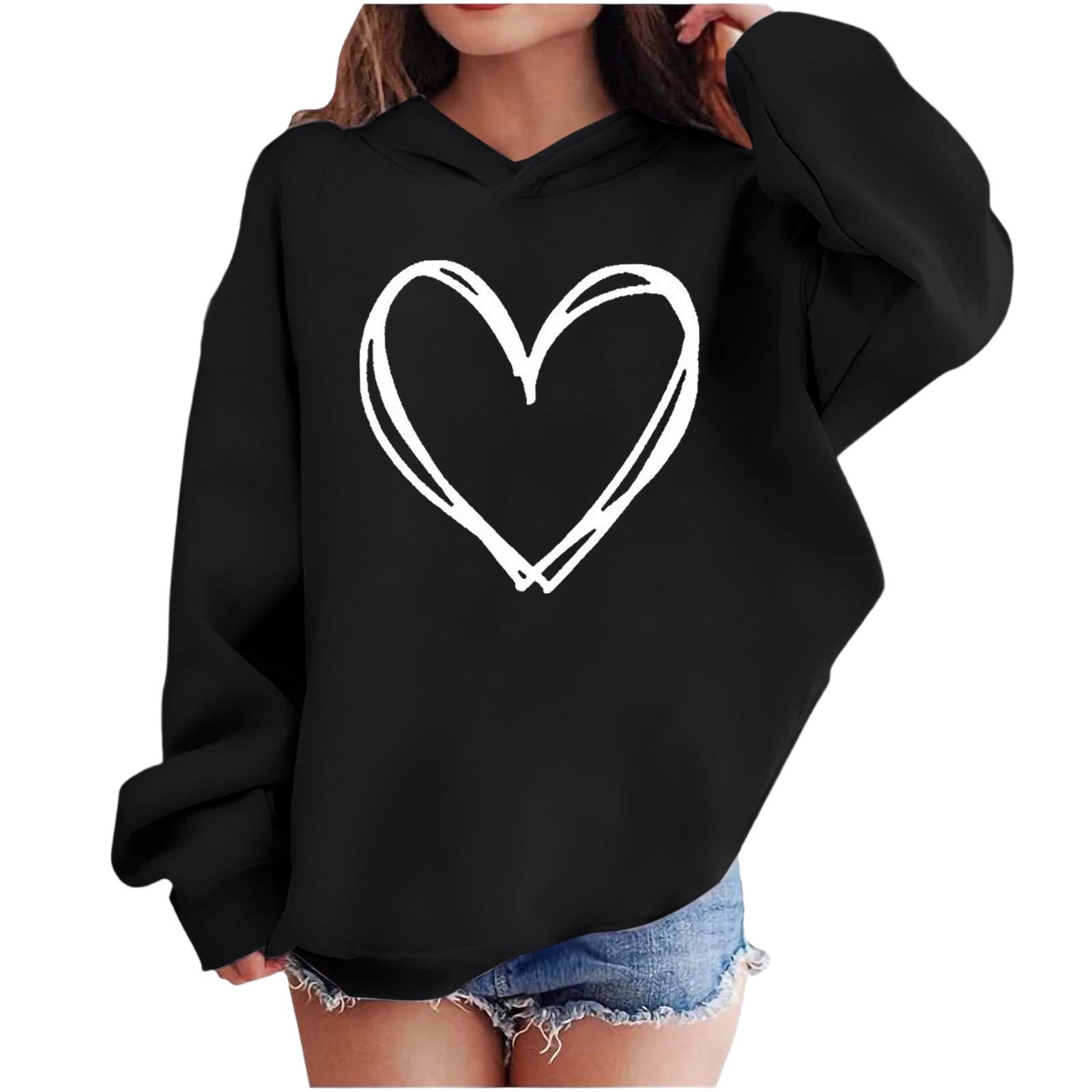 Atogsazn Kids Girls Valentines Day Hoodies Children Casual Hearts Long ...