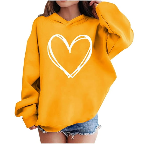 Atogsazn Kids Girls Valentines Day Hoodies Children Casual Hearts Long ...