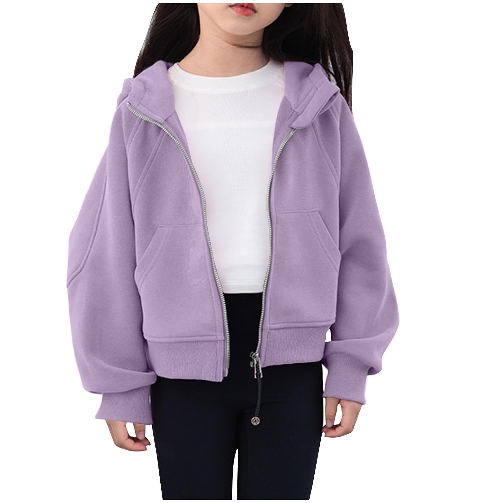 Atogsazn Kids Girls Zip Up Hoodies Children Cotton Jogger Hooded ...