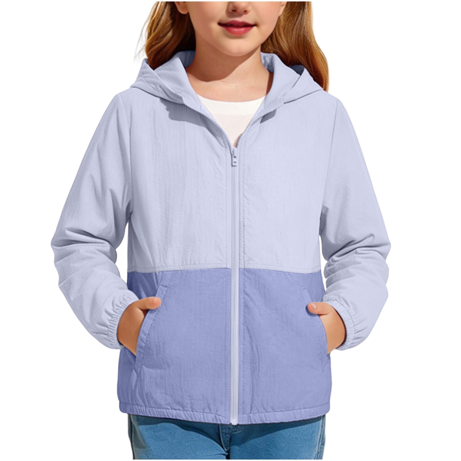 Atogsazn Kids Girls Zip Up Jacket Childrens Casual Lightweight UPF 5 ...