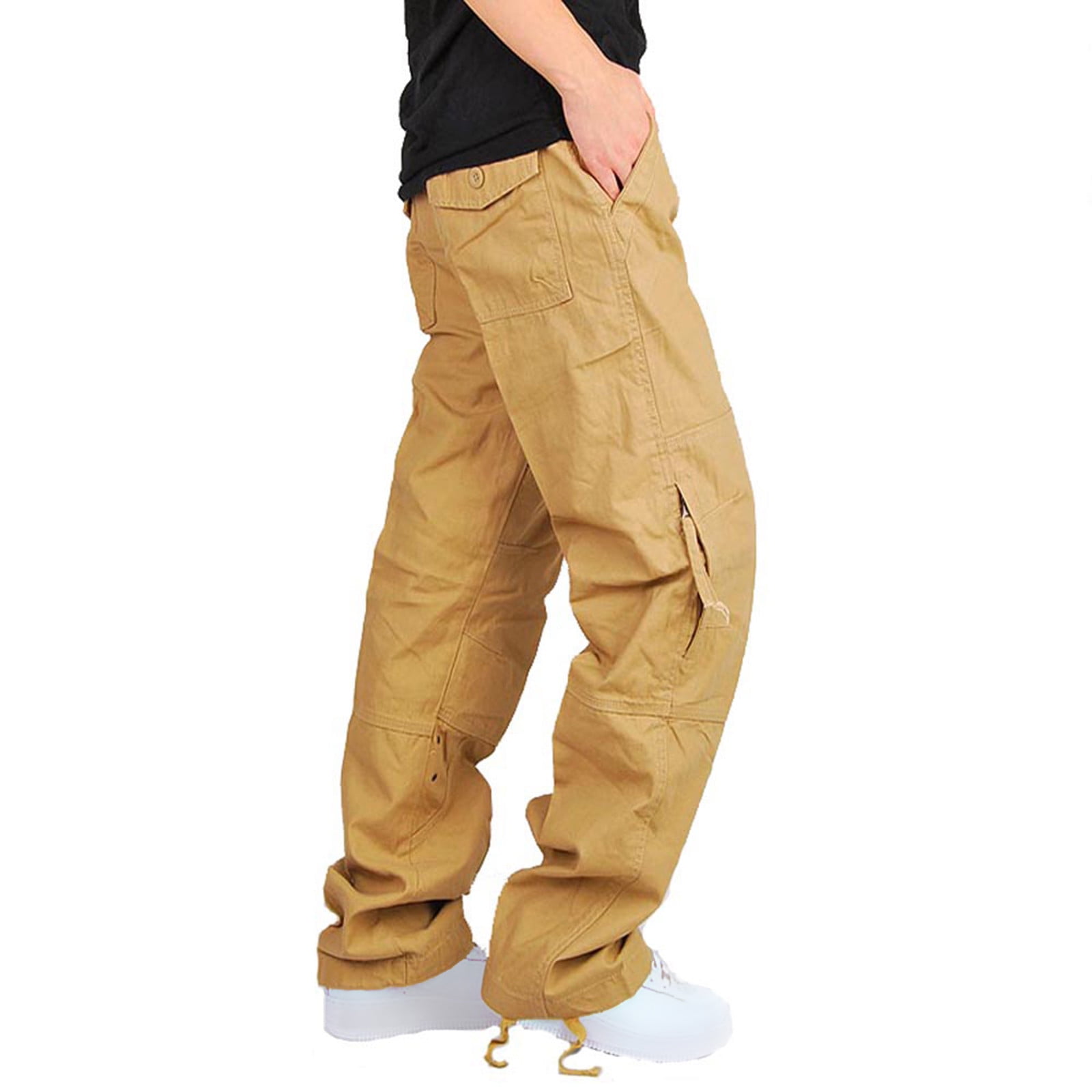 Atogsazn Men's Cargo Pants Casual Loose Work Outdoor Pants Solid Color ...