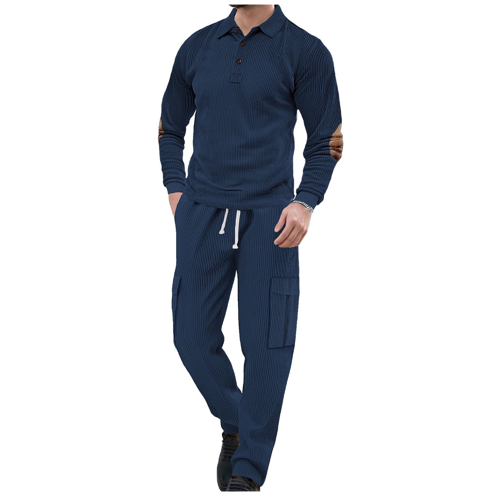 Atogsazn Men's Cargo Set Casual Button Up Long Sleeve Pullover ...