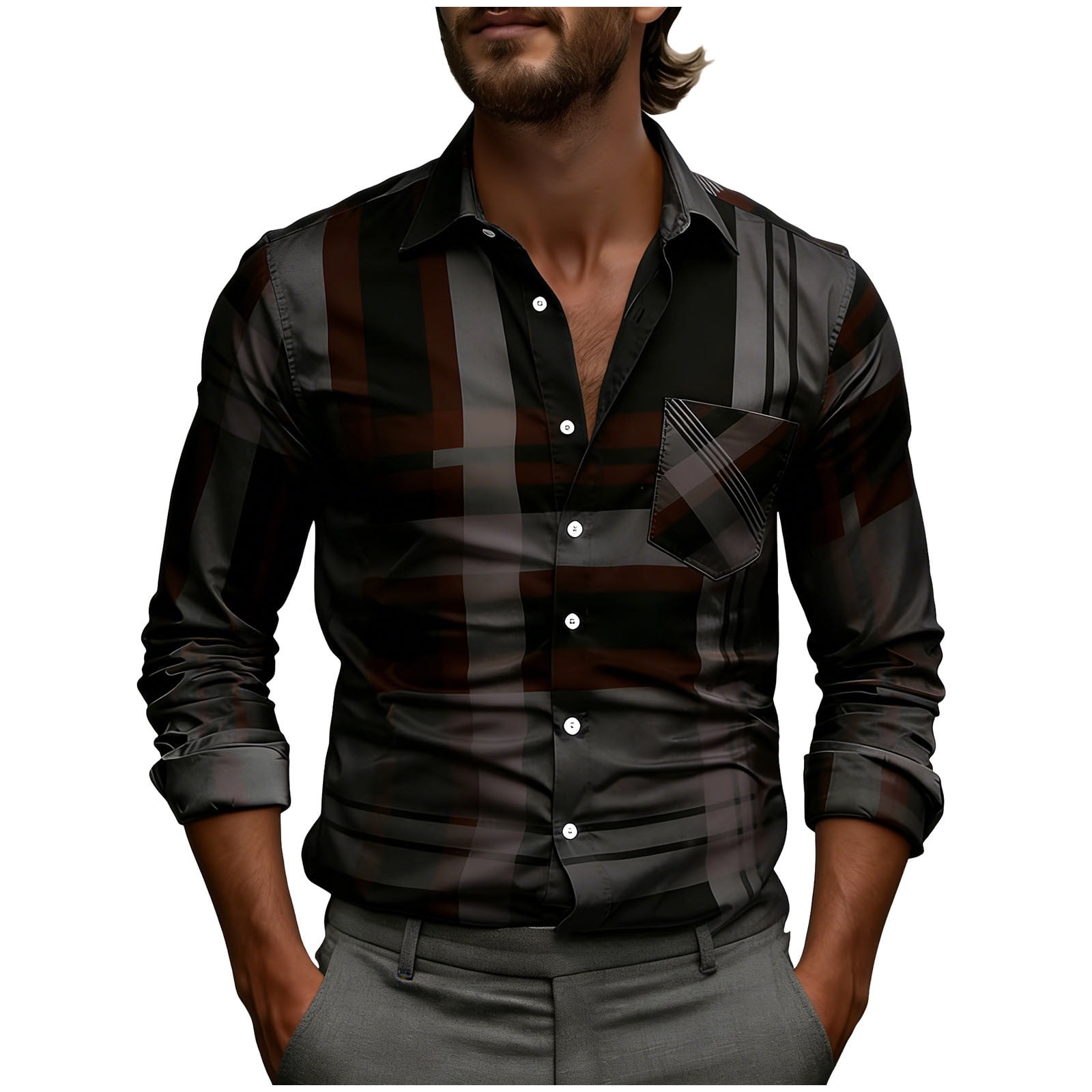 Atogsazn Men's Casual Summer Shirt Button Down Long Sleeve Shirts ...