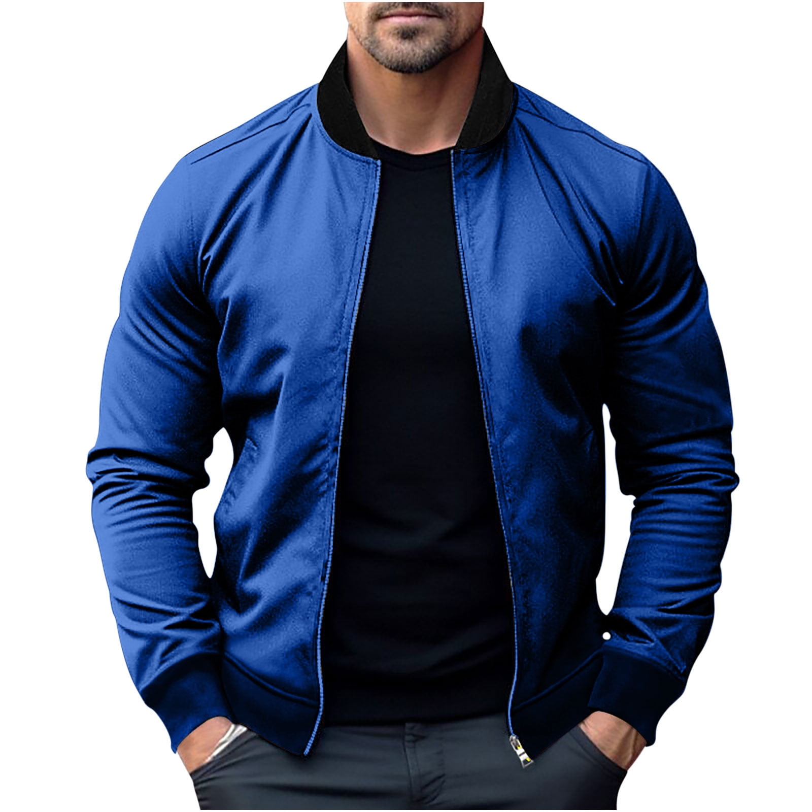 Atogsazn Men's Cotton Jacket Casual Zipper Long Sleeve Jacket for Men ...